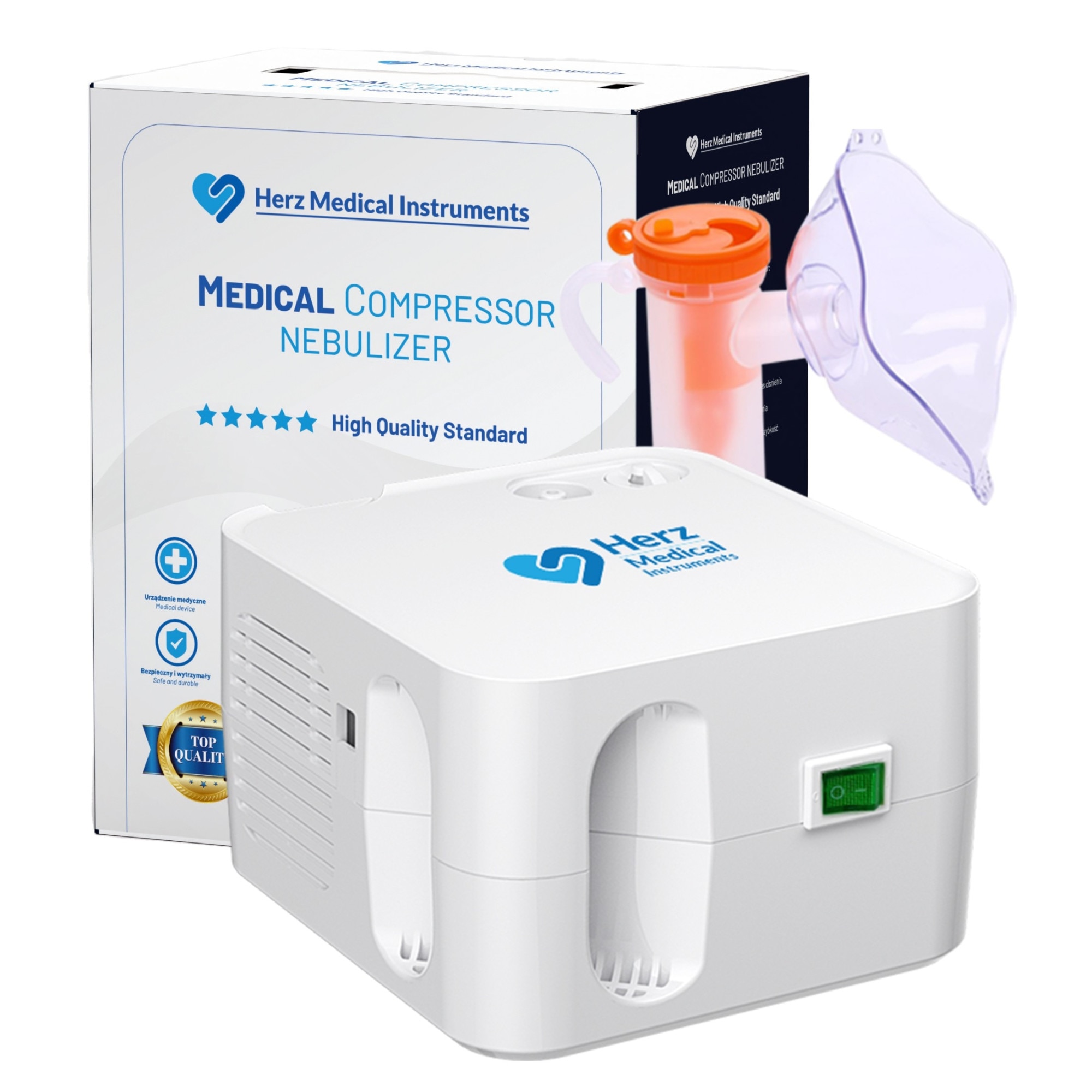 Inhalator nebulizator cu compresor, Herz, 0.33 ml/min, 60 dBA, 2-8 ml ...