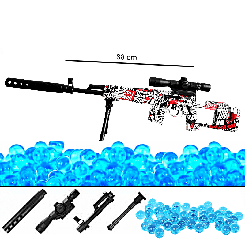 Pusca de Jucarie cu Amortizor Luneta si Trepied cu Skin si 500 Bile Gel ...