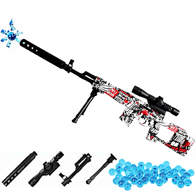 Pusca de Jucarie cu Amortizor Luneta si Trepied cu Skin si 500 Bile Gel ...