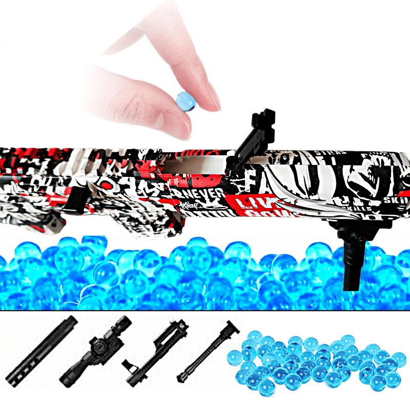 Pusca de Jucarie cu Amortizor Luneta si Trepied cu Skin si 500 Bile Gel ...