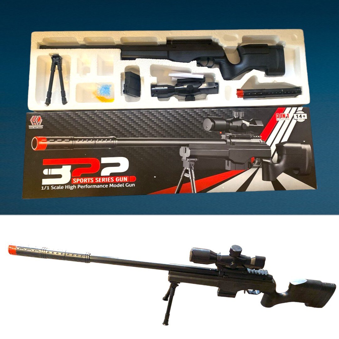 Pusca de jucarie 3 in 1, design realistic, lungime 76cm, cu luneta ...