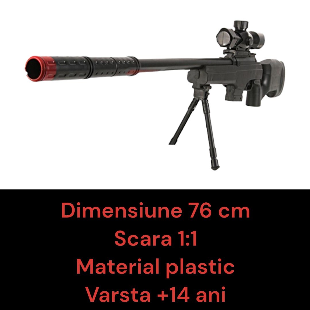 Pusca de jucarie 3 in 1, design realistic, lungime 76cm, cu luneta ...