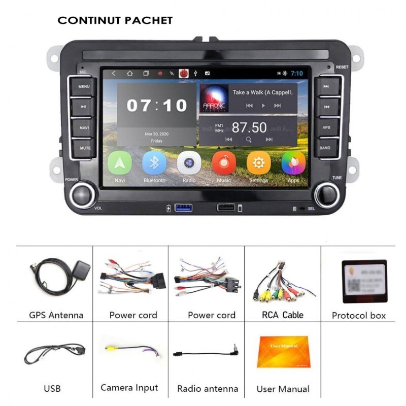 Navigatie auto INOVA® 2DIN display 7" dedicata VW, Skoda, Seat, GPS ...