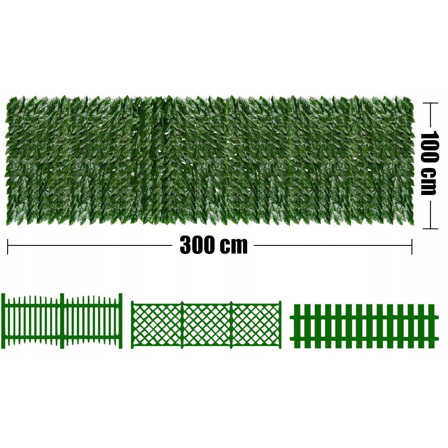 Paravan cu frunze artificiale pentru gard sau balcon, 100x300cm, verde ...