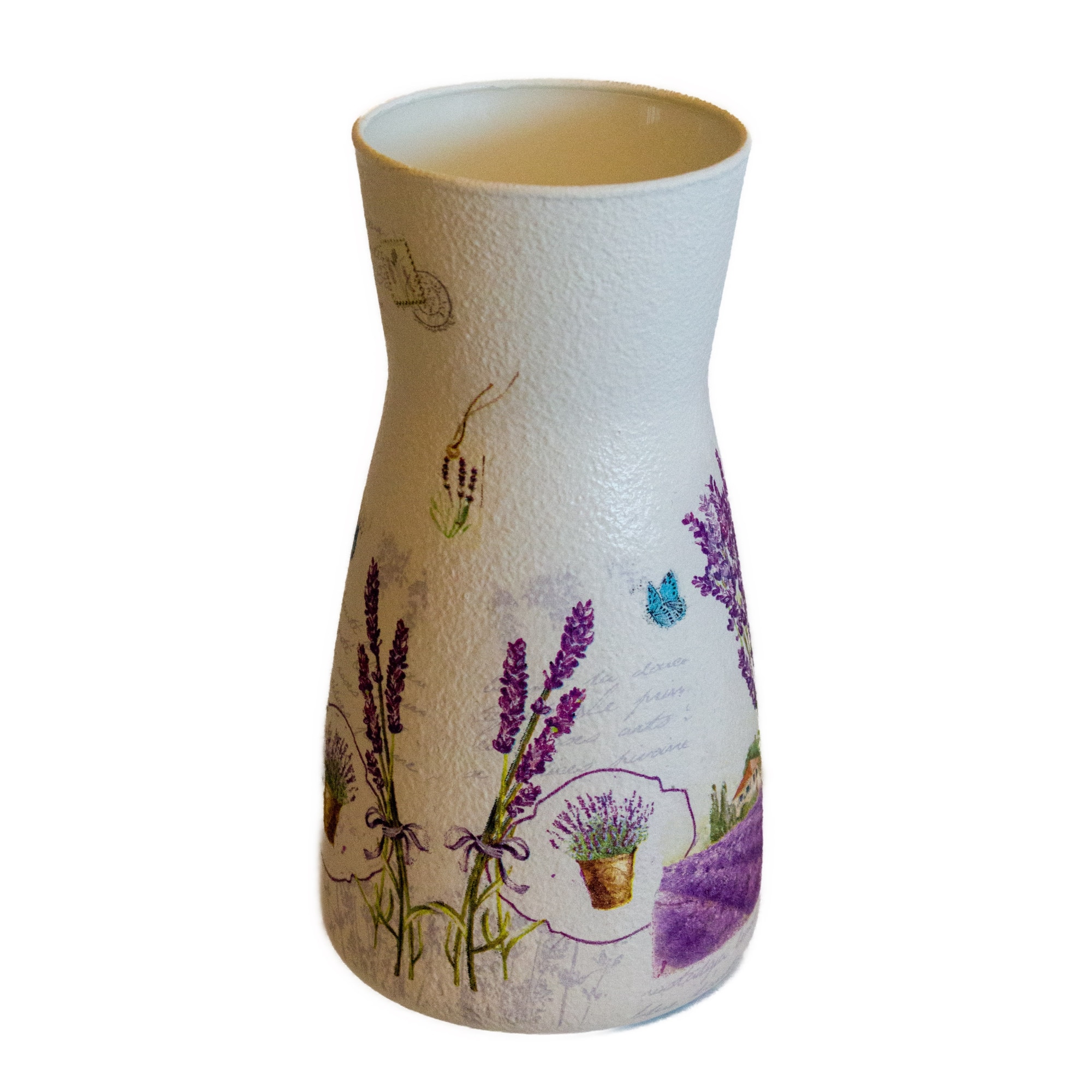 Vaza de sticla, decorata cu lavanda, 10x10x20 cm - eMAG.ro