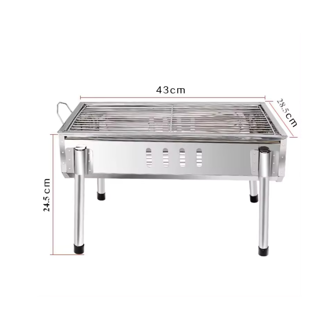 Gratar portabil pentru camping si gradina, inox, 43 x 28.5 cm, gri ...
