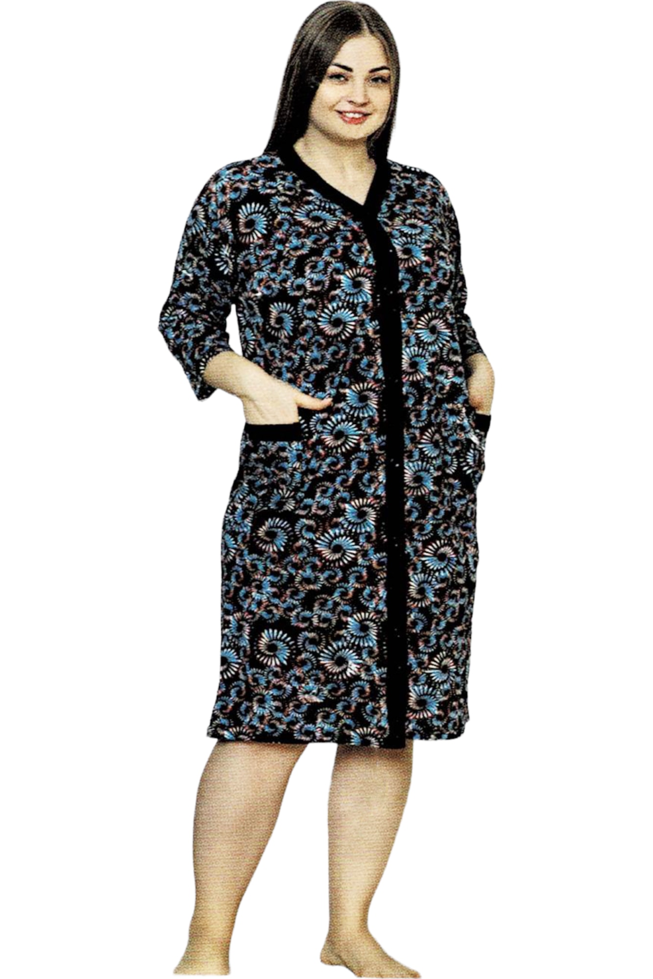 Capot dama de casa, tip halat, StarFashion, cu nasturi, bumbac - eMAG.ro