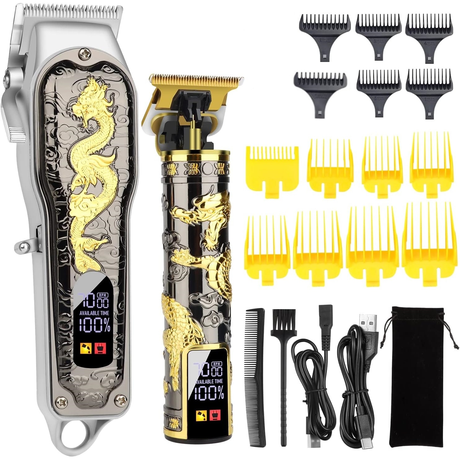 Set 2 masini de tuns electrice, MOSMAOO®, Cu detailer pentru contur si ...