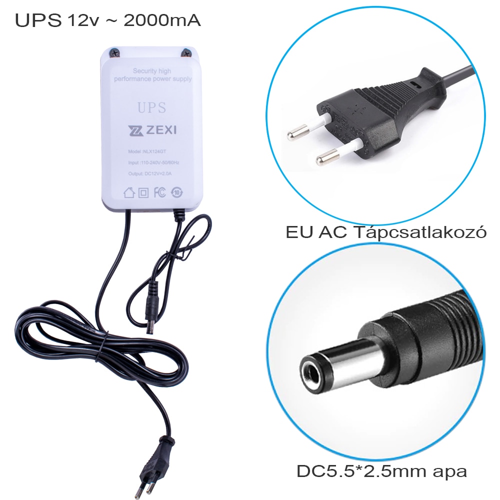 Mini UPS kültéri biztonsági kamera szünetmentes táp 12V-2A, 2 órás ...