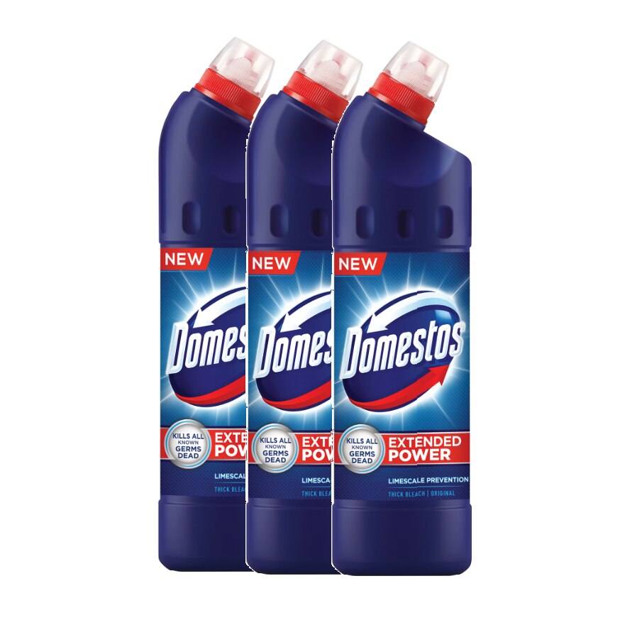 Dezinfectant inalbitor anticalcar Domestos Original Blue, 3 X 750 ml ...