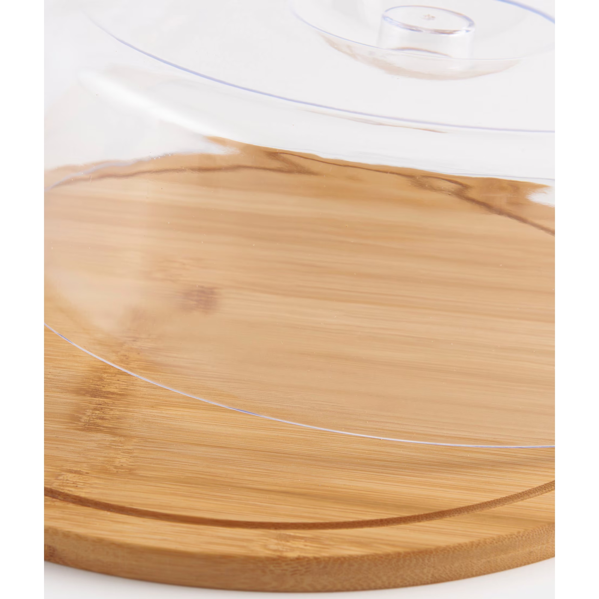 Platou Rotund din Bambus cu Capac pentru Tort, Prajituri, diametru 28cm ...