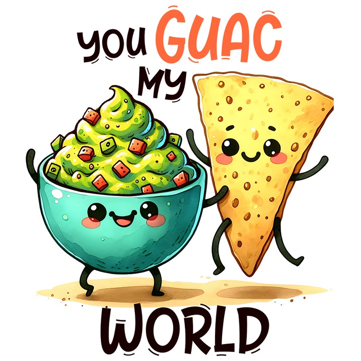 Sticker cu doritos cu mesajul "You guac my world", lumea, mancare ...