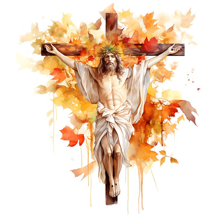 Sticker cu Domnul Iisus Hristos rastignit pe cruce, religie, ilustratie ...