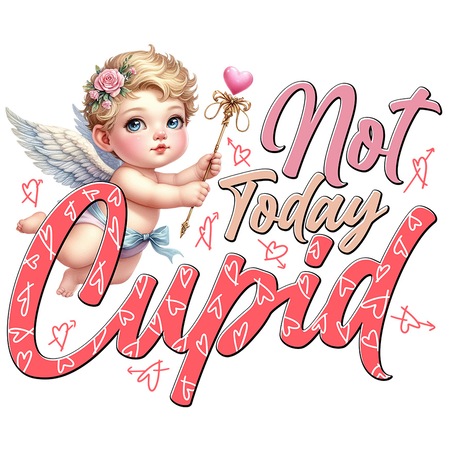 Sticker cu ingerasul Cupidon cu mesajul "Not today, Cupid", nu azi ...