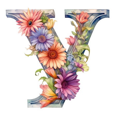 Sticker cu litera "Y", ilustratie, pentru copii, scoala, elev, flori ...