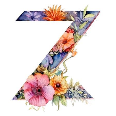 Sticker cu litera "Z", ilustratie, pentru copii, scoala, elev, flori ...