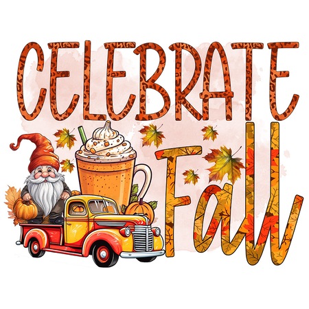 Стикер с послание "Celebrate Fall", есен, илюстрация, празник, джудже ...