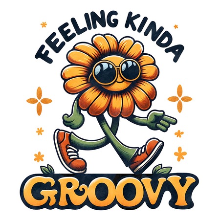 Стикер с послание "Feeling kinda groovy", хипи стил, култура ...