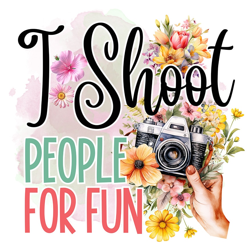 Sticker cu mesajul "I shoot people for fun", ilustratie, activitate ...