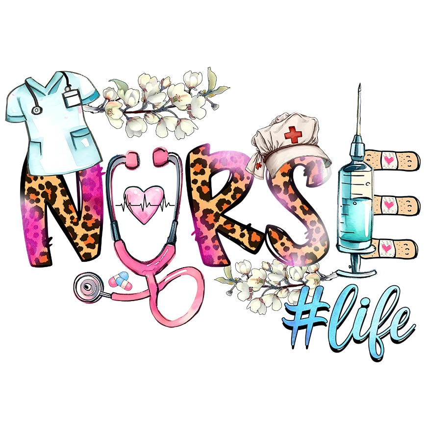 Sticker cu mesajul "Nurse #life", profesie, ilustratie, munca, dedicare ...