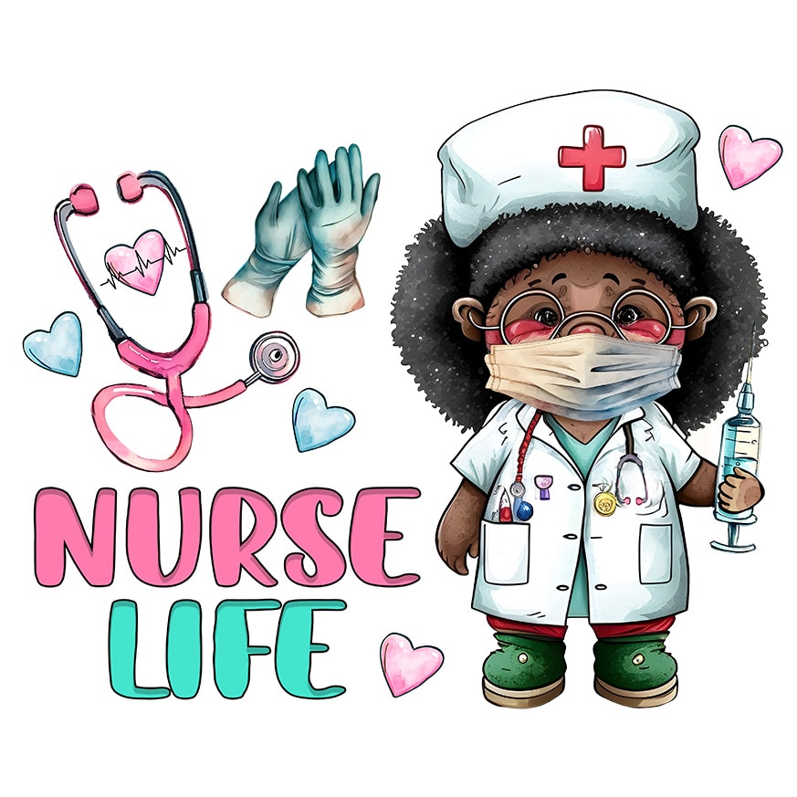 Sticker cu mesajul "Nurse life", profesie, ilustratie, munca, dedicare ...