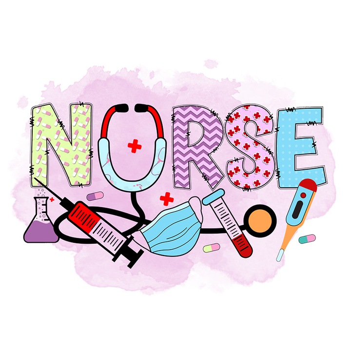 Sticker cu mesajul "Nurse", profesie, ilustratie, munca, dedicare ...