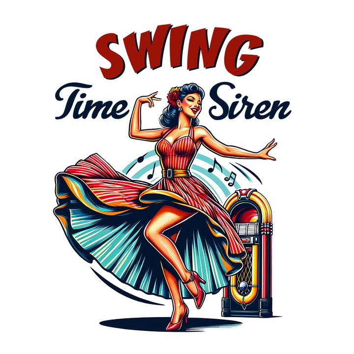 Sticker cu mesajul "Swing time siren", sirena, ilustratie, stil retro ...