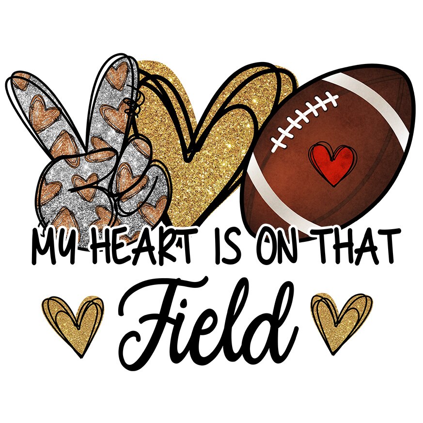 Sticker cu minge de fotbal american cu mesajul "My heart is on that ...