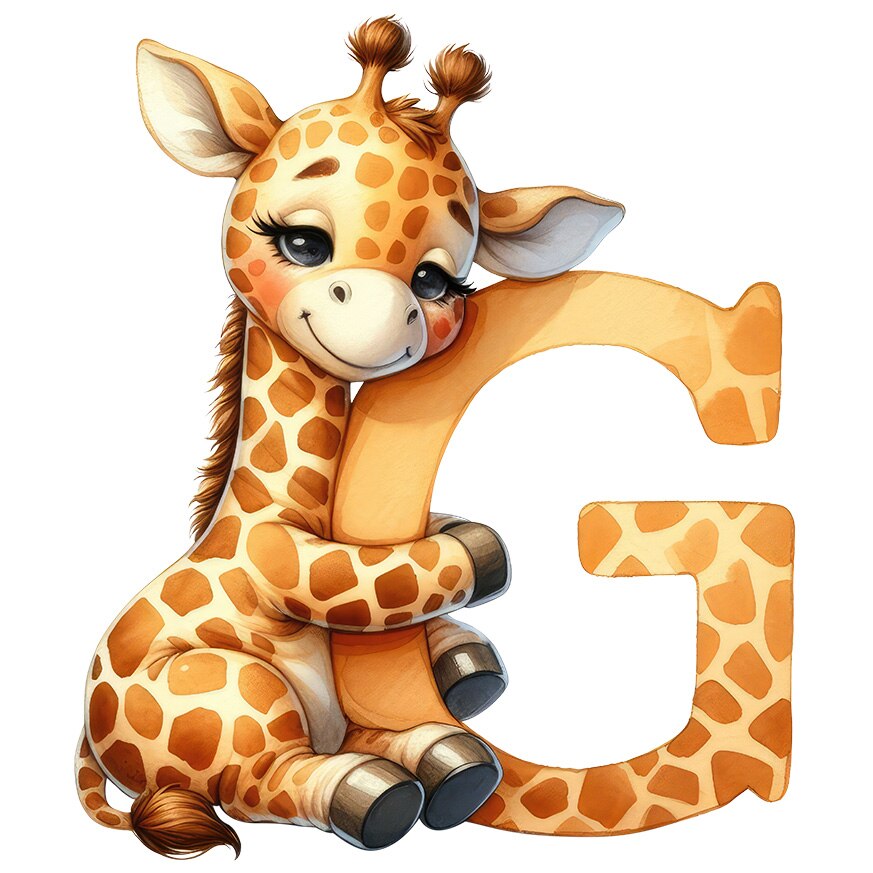 Sticker cu o girafa cu litera "G", ilustratie, pentru copii, scoala ...