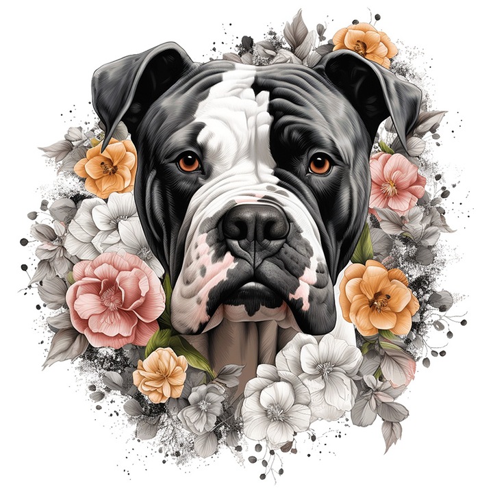 Sticker cu o inima facuta din flori, ilustratie, mov, albe, plante ...