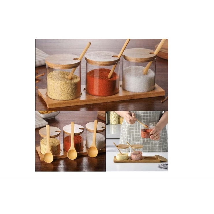 Set 3 recipiente pentru zahar, cafea, ceai sau alte condimente, cu ...