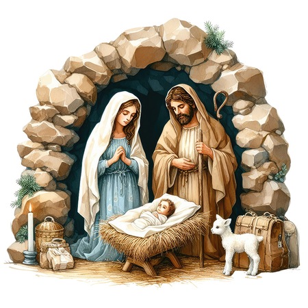 Sticker cu scena Nasterii Domnului Iisus Hristos, iesle, sarbatoare ...