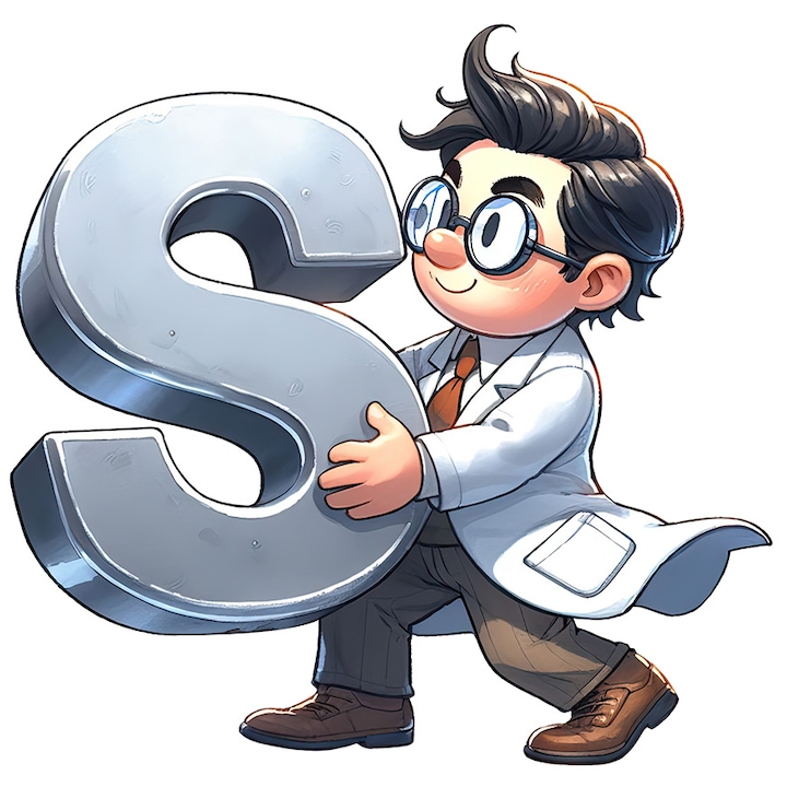 Sticker cu un om de stiinta care tine litera "S", ilustratie, scoala ...