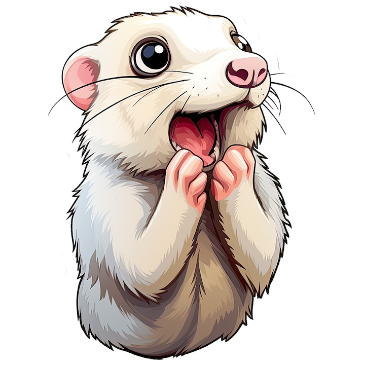 Sticker cu un soricel socat, ilustratie, uimit, a ramas cu gura cascata ...