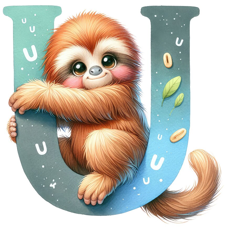 Sticker cu un urangutan cu litera Sticker cu un urangutan cu litera