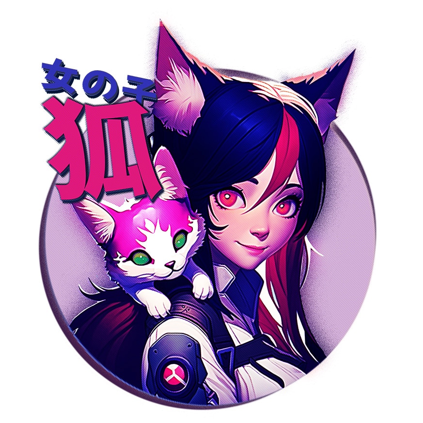 Sticker Fata Anime, Pisica, Japonia, China, Colorat, Creativ, Cerc ...