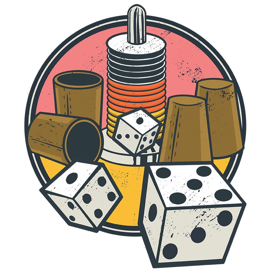 Sticker Cu Zaruri, Pahare, Trucuri, Cerc, Vintage, cu Margini Albe, PVC ...