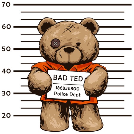 Sticker Cu Urs De Plus, Inchisoare, Politie, cu Margini Albe, PVC Vinyl ...