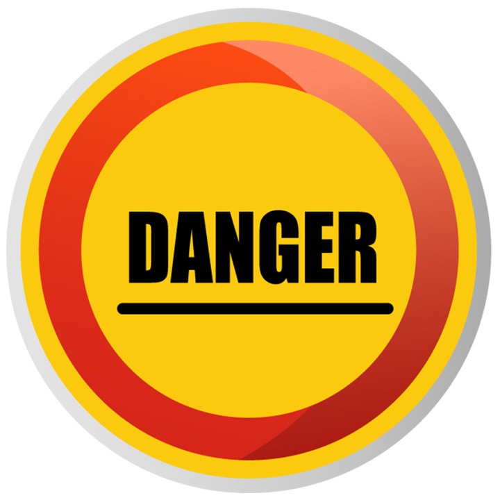 Sticker Cu Semn, Atentionare, Pericol, Danger, Simbol, cu Margini Albe ...