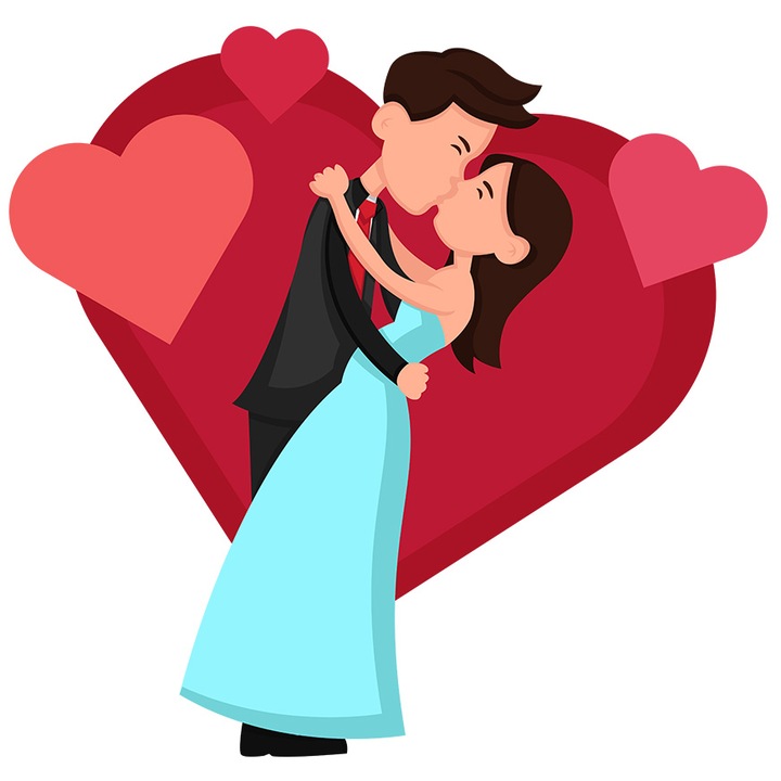 Sticker Cu Sarut, Inima, Dans, Cuplu, cu Margini Albe, PVC Vinyl 10 cm - eMAG.ro