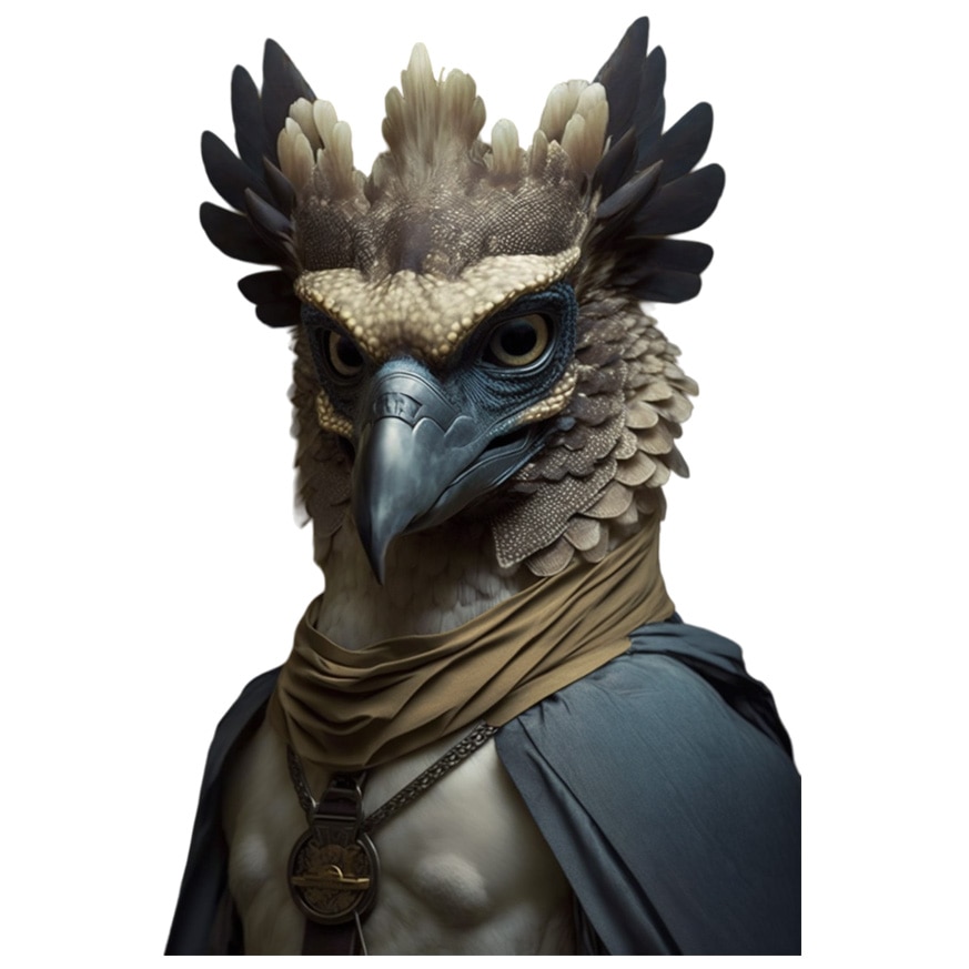 Sticker cu Portret Pasare din Fata, Pasare cu Colier si Pelerina ...