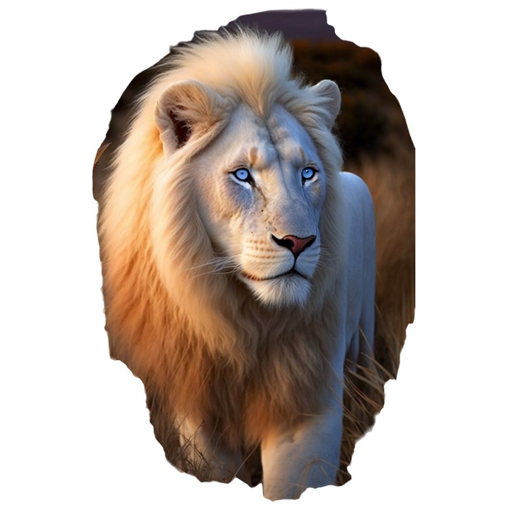 Sticker cu Portret Leu Frumos, cu Coama Blonda, Mare, Leu cu Ochii ...