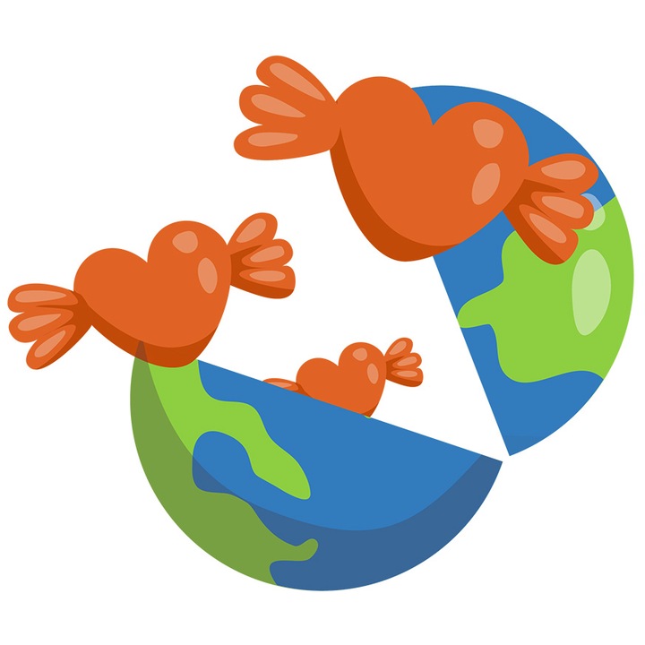 Sticker Cu Planeta, Glob, Bomboane, Inima, cu Margini Albe, PVC Vinyl ...