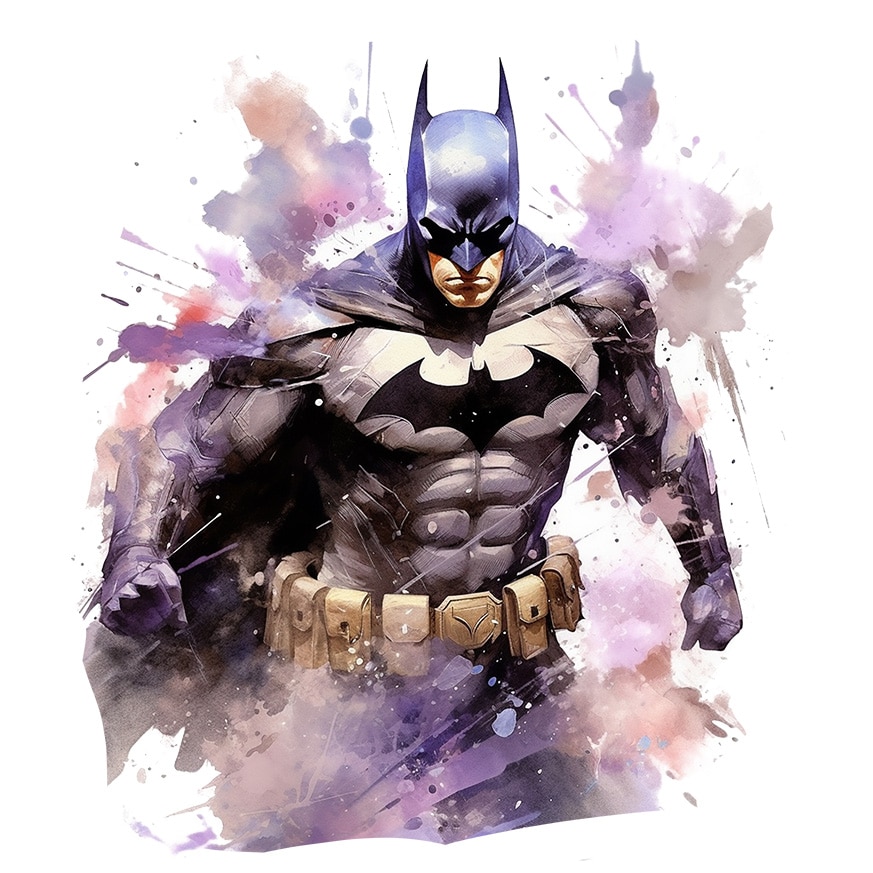 Sticker Cu Personaj Dc Supereroi Batman Costum Liliac Cu Margini Albe Pvc Vinyl 10 Cm