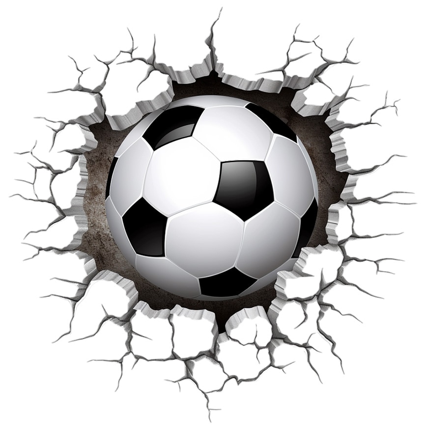 Labdás matrica, foci, sportbarátok, repedés, fehér szegély, PVC vinil ...