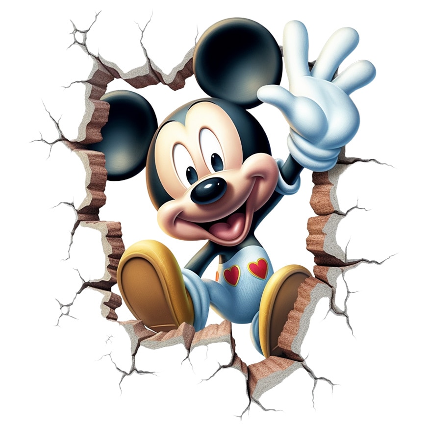 Sticker Cu Mickey Mouse, Zid, Inimi, Desene, Disney, Manusi, cu Margini ...