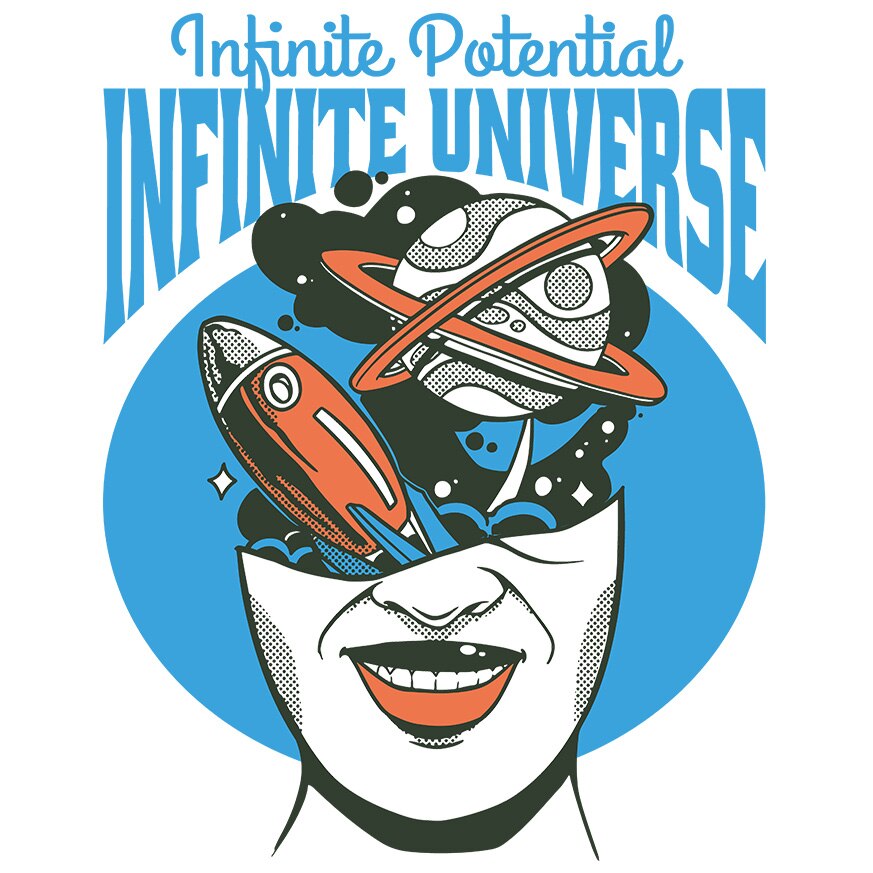Sticker Cu Mesaj Infinite Potential Infinite Universe, Planeta, cu ...