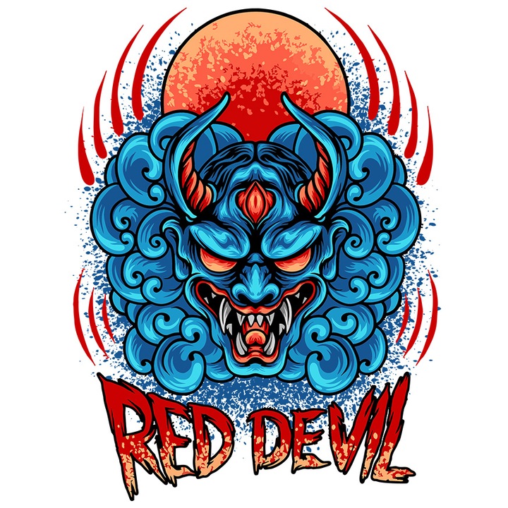 Sticker Cu Mesaj In Engleza Red Devil, Oni, Masca, Soare, Demon, cu ...
