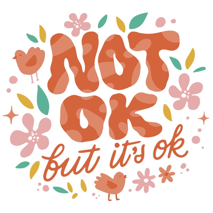 Sticker Cu Mesaj In Engleza Not Ok But It'S Ok, Flori, Hippie, cu ...