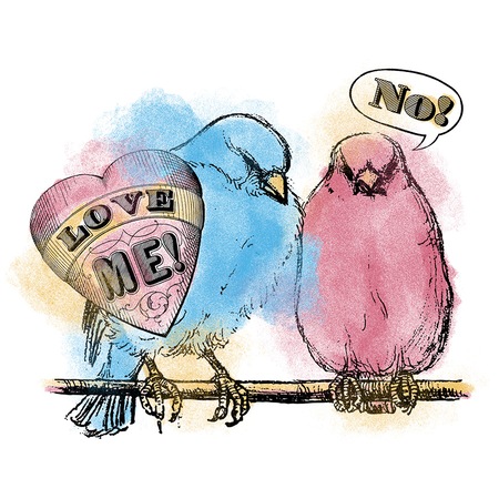 Sticker Cu Mesaj In Engleza Love Me, Inima, Pasari, Creanga, Iubire, cu ...